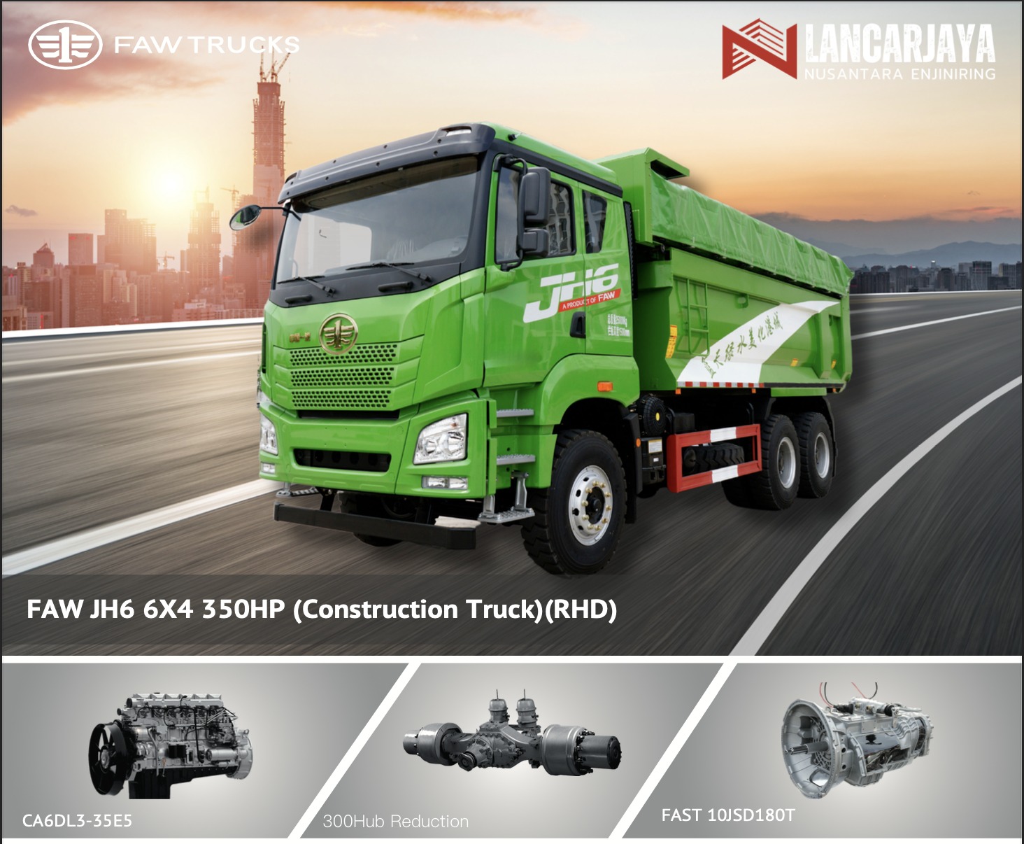 FAW JH6 6X4 350HP (Construction Truck)(RHD) | LNE